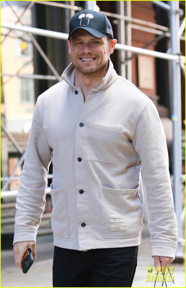 Sam Heughan Steps Out in NYC Ahead of 'Love Again' Release: Photo ...