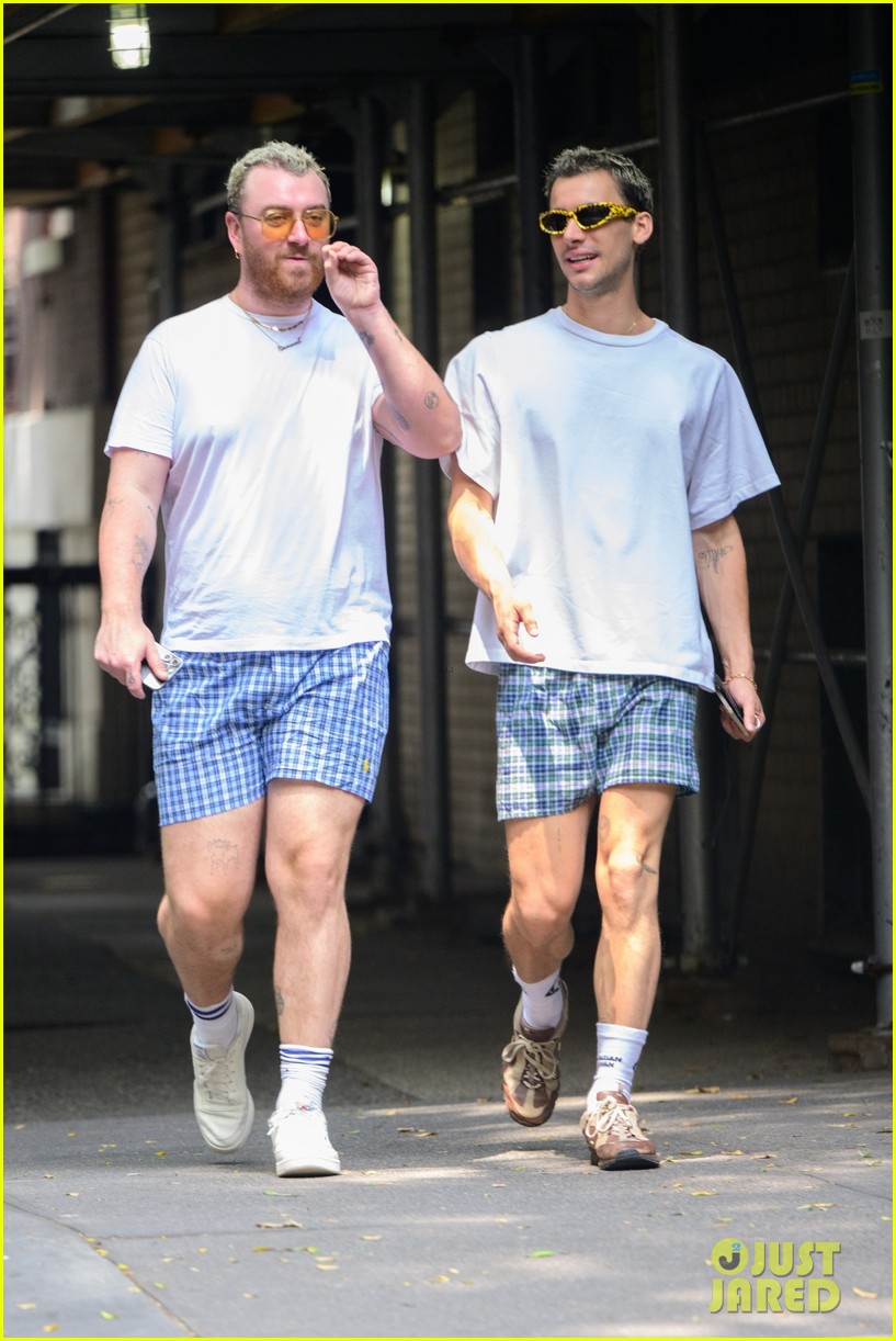 Sam Smith & Partner Christian Cowan Wear Matching Outfit During Morning ...