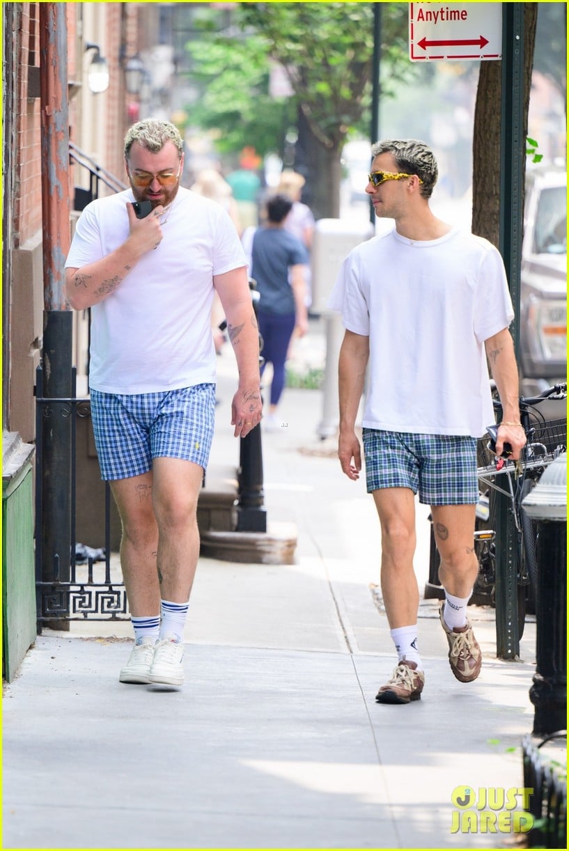 Sam Smith & Partner Christian Cowan Wear Matching Outfit During Morning ...