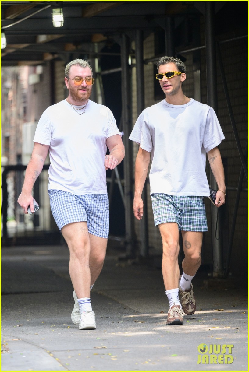 Sam Smith & Partner Christian Cowan Wear Matching Outfit During Morning ...