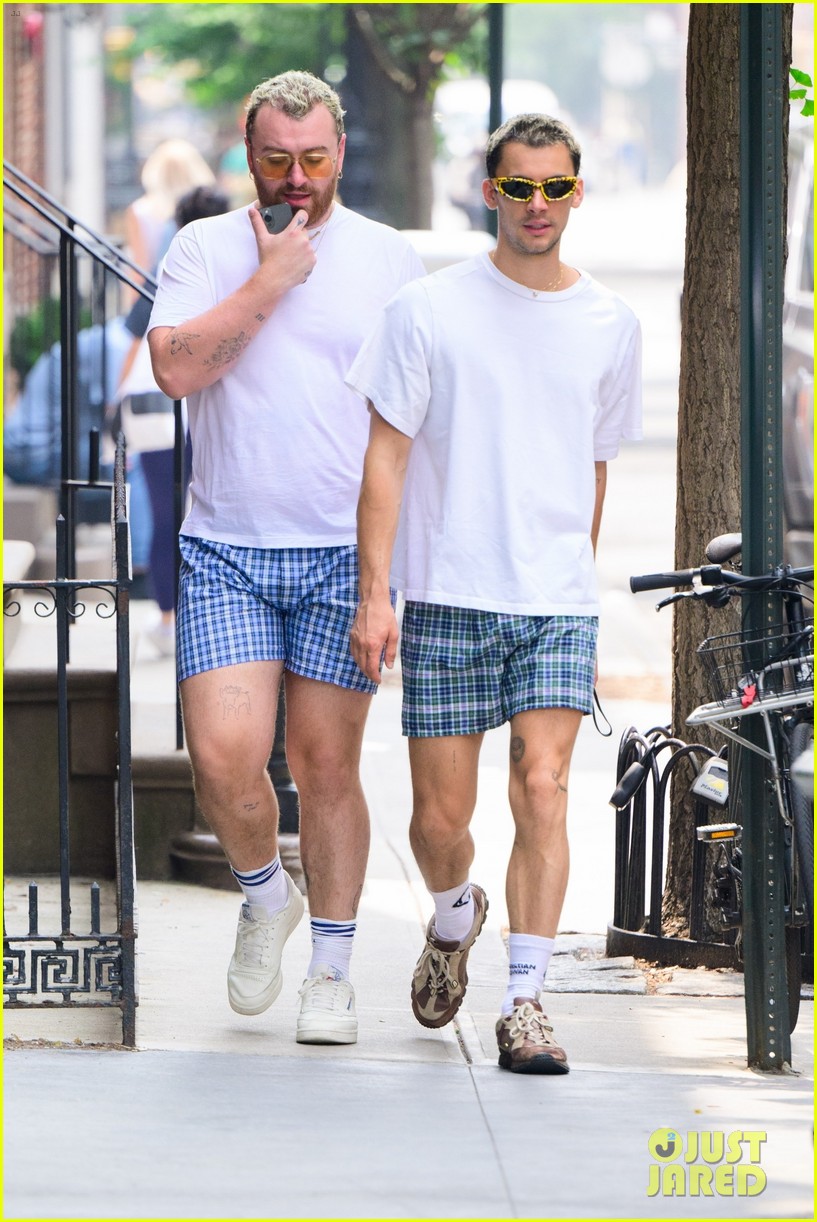 Sam Smith & Partner Christian Cowan Wear Matching Outfit During Morning ...