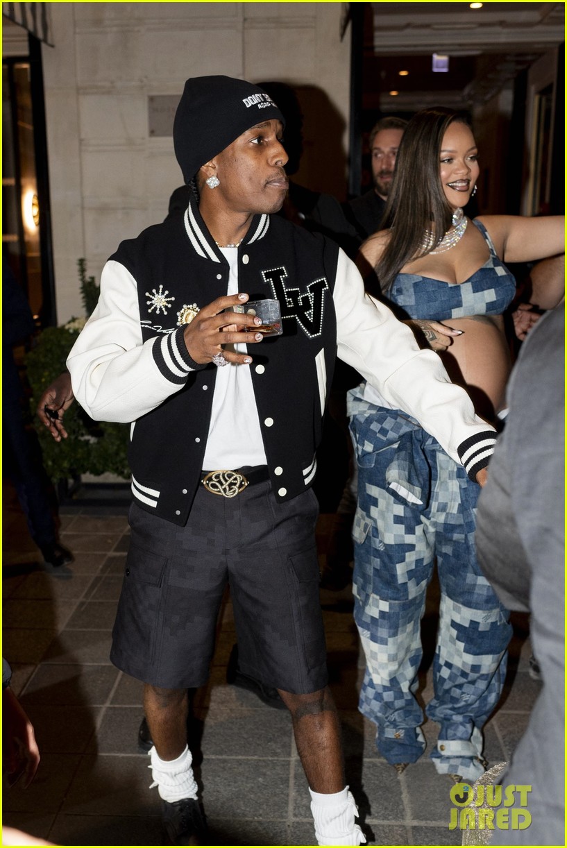 Pregnant Rihanna Bares Baby Bump While Attending Louis Vuitton Show in Paris with A$AP Rocky ...