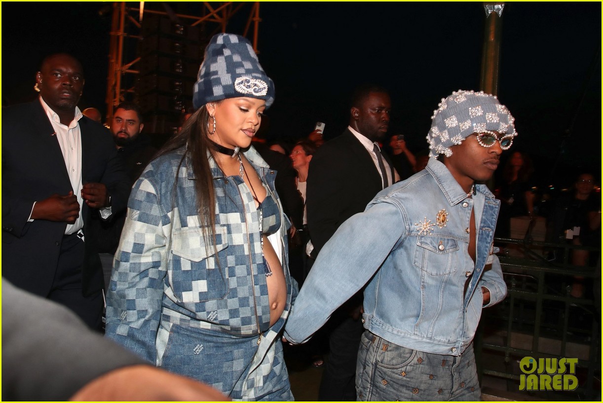 Pregnant Rihanna Bares Baby Bump While Attending Louis Vuitton Show in Paris with A$AP Rocky ...