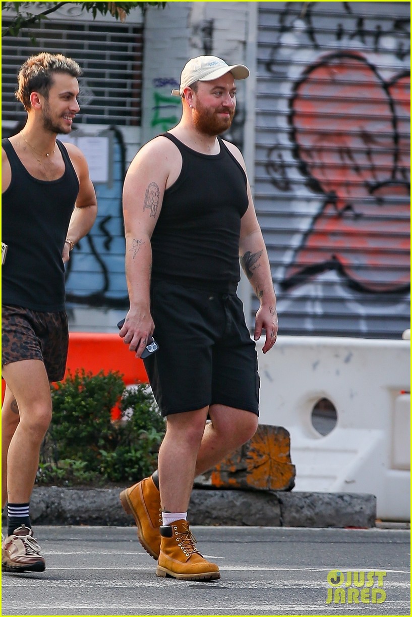 Sam Smith & Partner Christian Cowan Match In Black Tanks While Out in ...