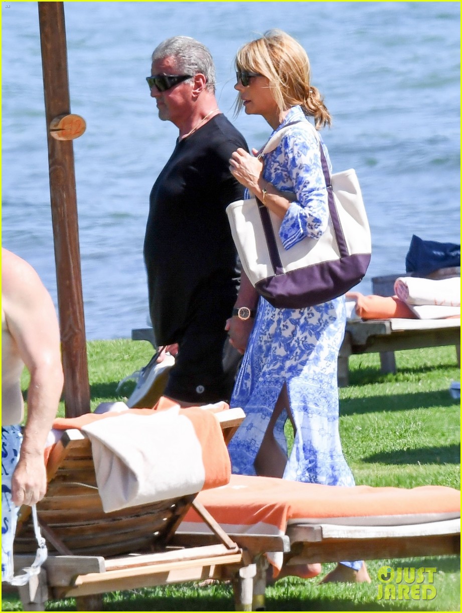 Sylvester Stallone & Wife Jennifer Flavin Cool Down in a Pool in Porto ...