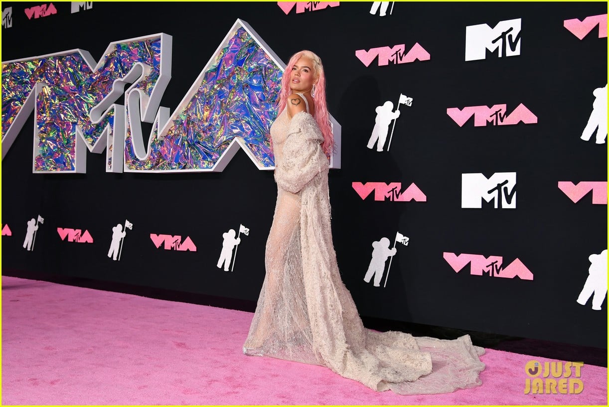 Karol G Wears Totally Sheer Dress on MTV VMAs 2023 Red Carpet Ahead of ...
