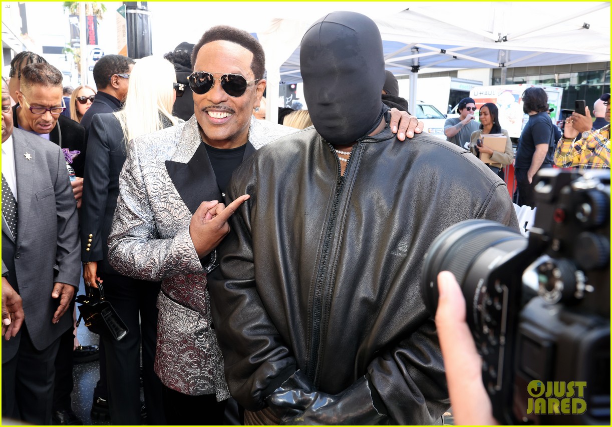 Kanye West Wears Full Black Face Mask to Charlie Wilson's Walk of Fame ...