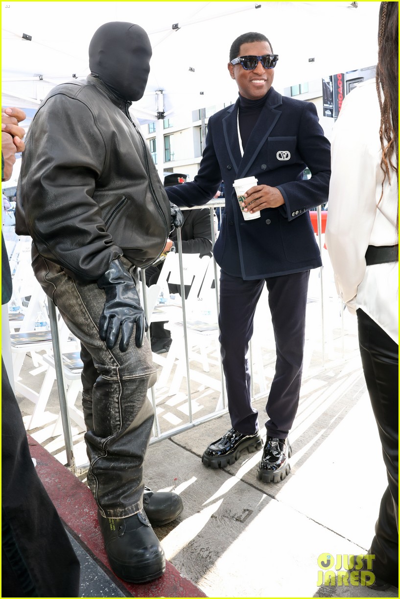Kanye West Wears Full Black Face Mask to Charlie Wilson's Walk of Fame ...
