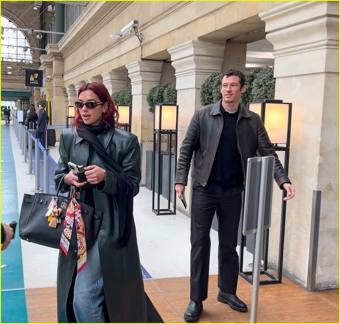 Dua Lipa & Callum Turner Hold Hands While Catching a Train from Paris ...