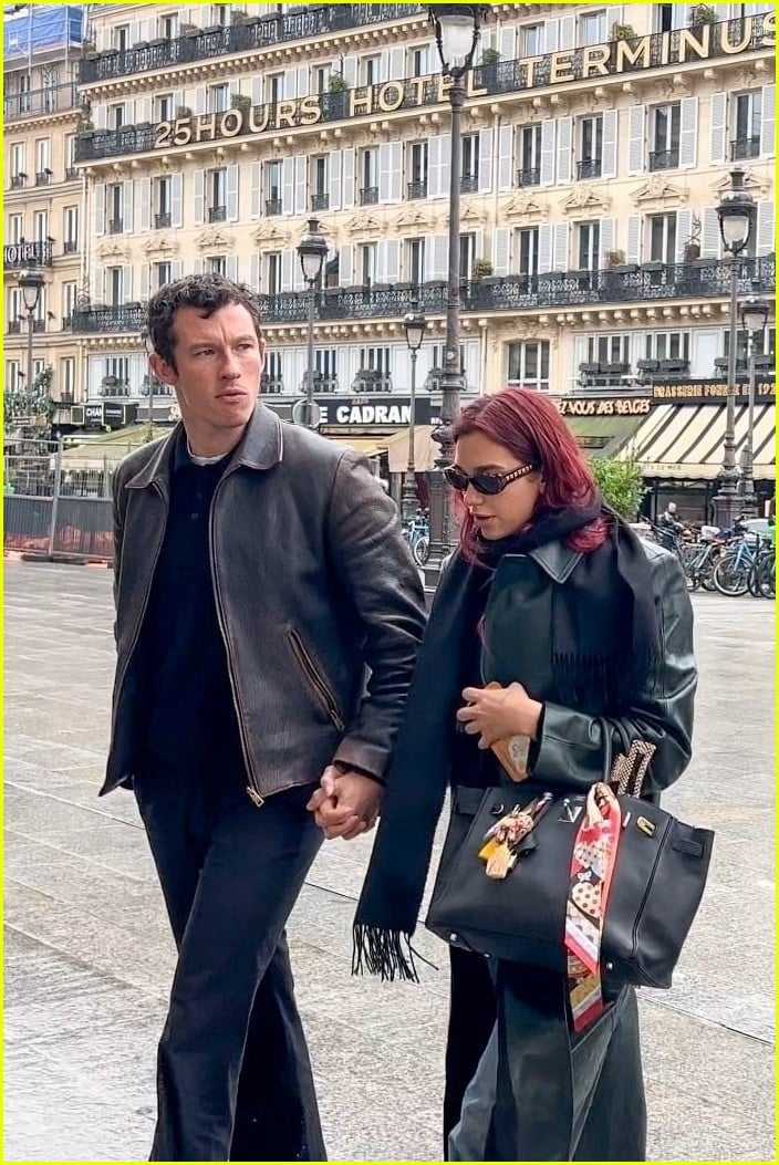Dua Lipa & Callum Turner Hold Hands While Catching a Train from Paris ...