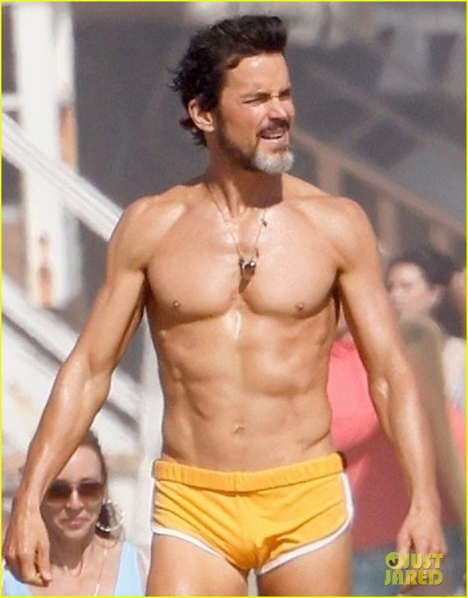 Matt Bomer Shows Off Ripped Shirtless Physique & Lower Back Tattoo While Filming Beach Scenes ...