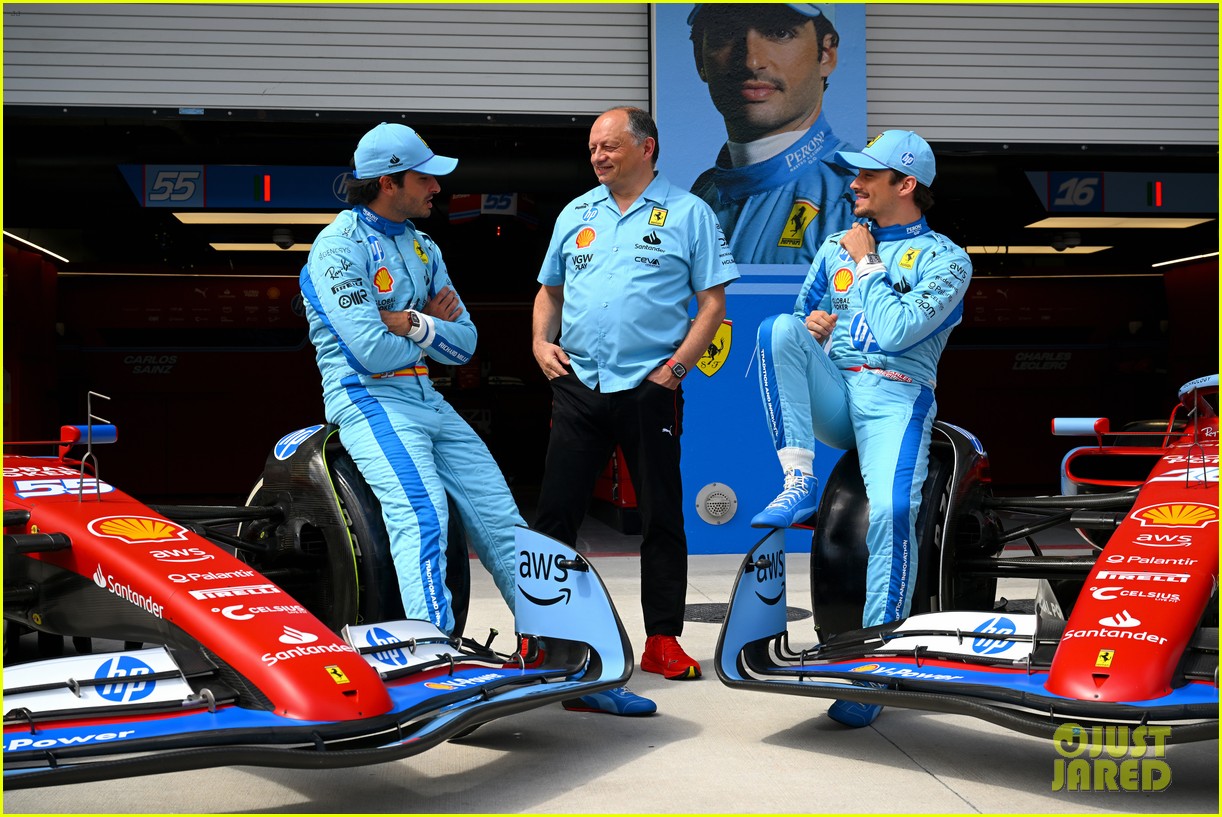 F1's Charles Leclerc & Carlos Sainz Show Off New Ferrari Car & Blue ...