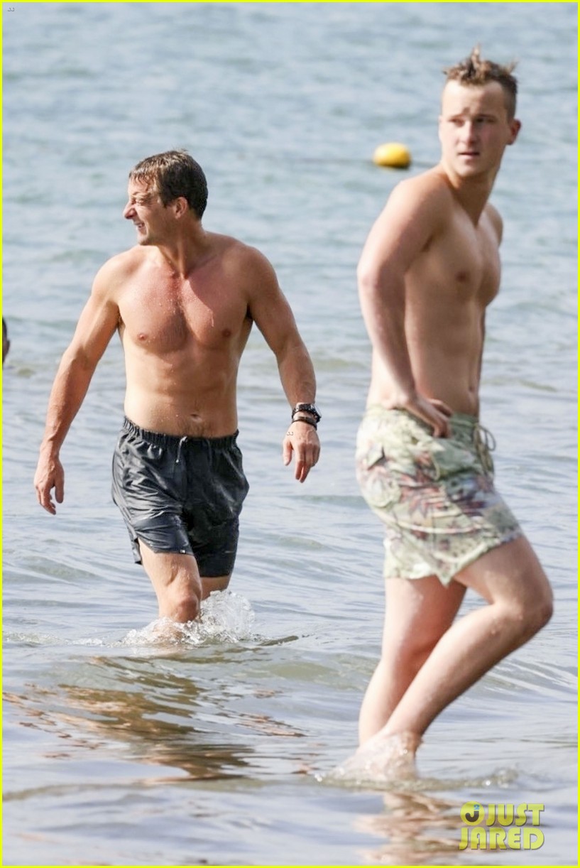 Bear Grylls Goes Shirtless for Dip in the Ocean in Costa Rica with Son ...