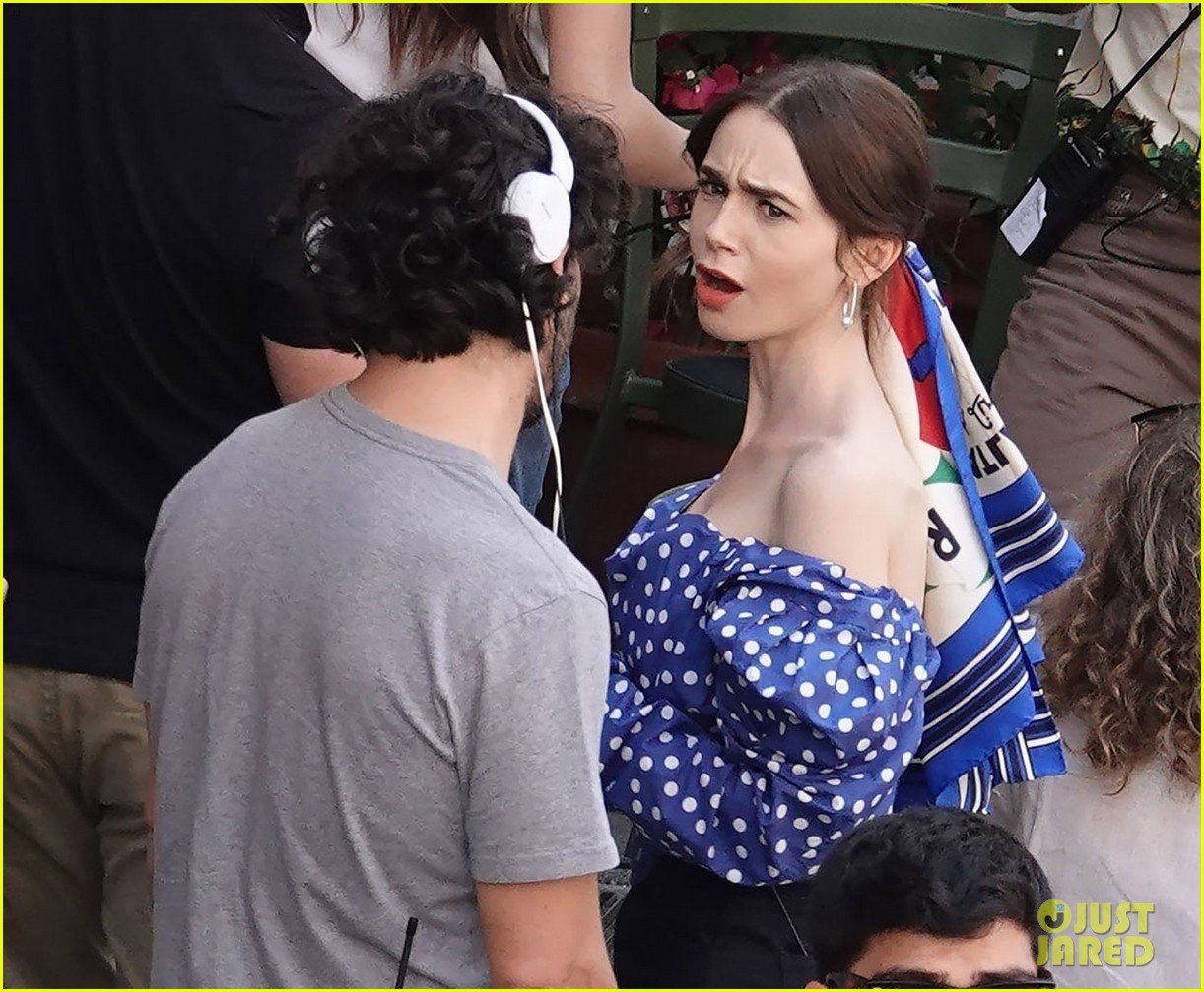 Lily Collins Films 'Emily in Paris' with Eugenio Franceschini, Her ...