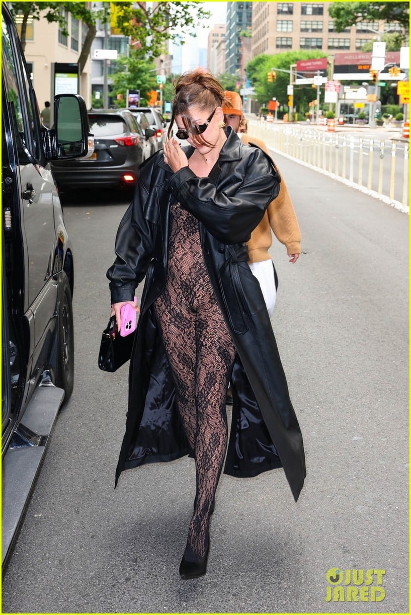 Pregnant Hailey Bieber Rocks Totally Sheer Lace Look During Outing With ...