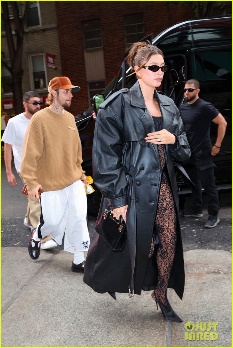 Pregnant Hailey Bieber Rocks Totally Sheer Lace Look During Outing With ...