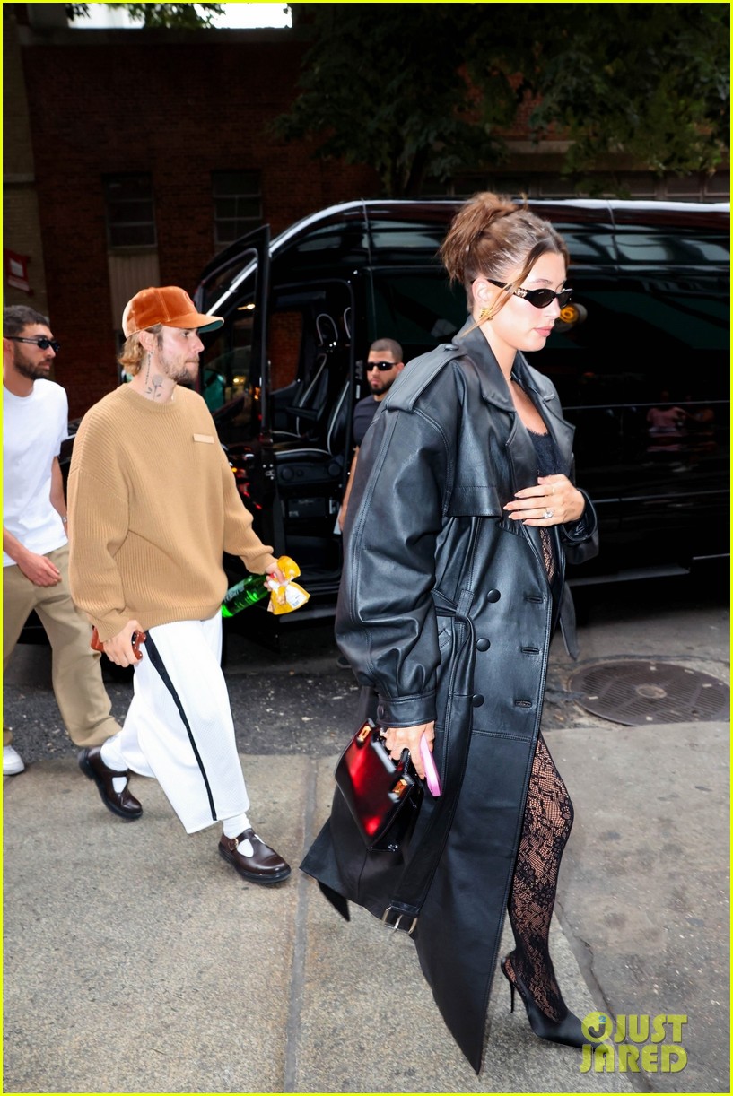 Pregnant Hailey Bieber Rocks Totally Sheer Lace Look During Outing With ...