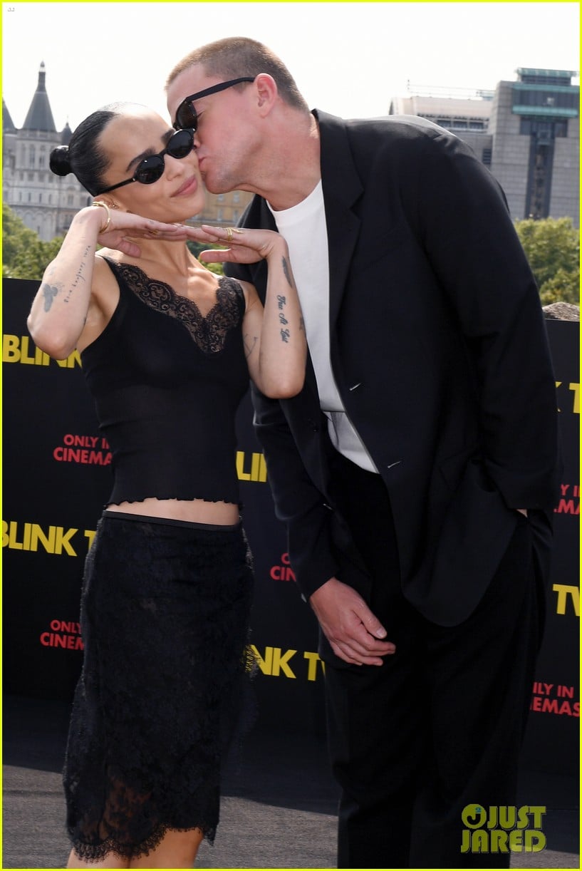 Channing Tatum Kisses Fiancée Zoe Kravitz at 'Blink Twice' Photo Call ...