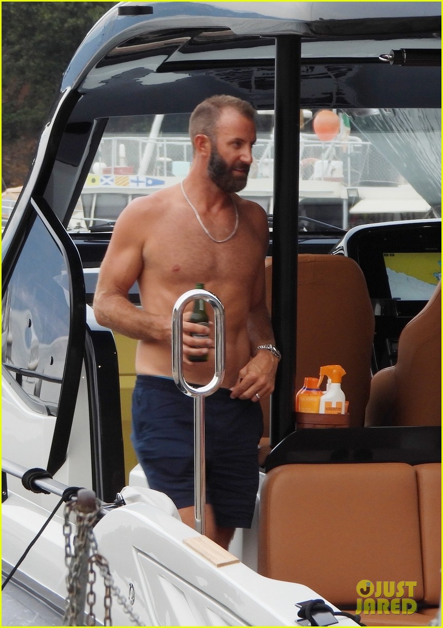 Golfer Dustin Johnson Goes Shirtless During Boat Day with Wife Paulina ...
