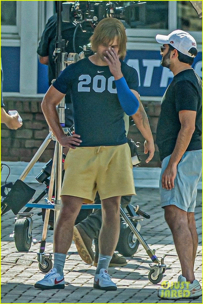 Glen Powell Gets Into Character Filming New Hulu Series 'Chad Powers ...