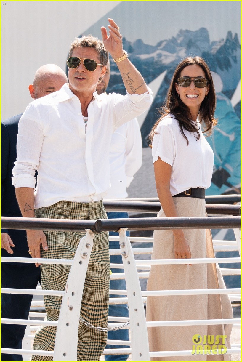 Brad Pitt & Girlfriend Ines de Ramon Coordinate Outfits as They Arrive ...