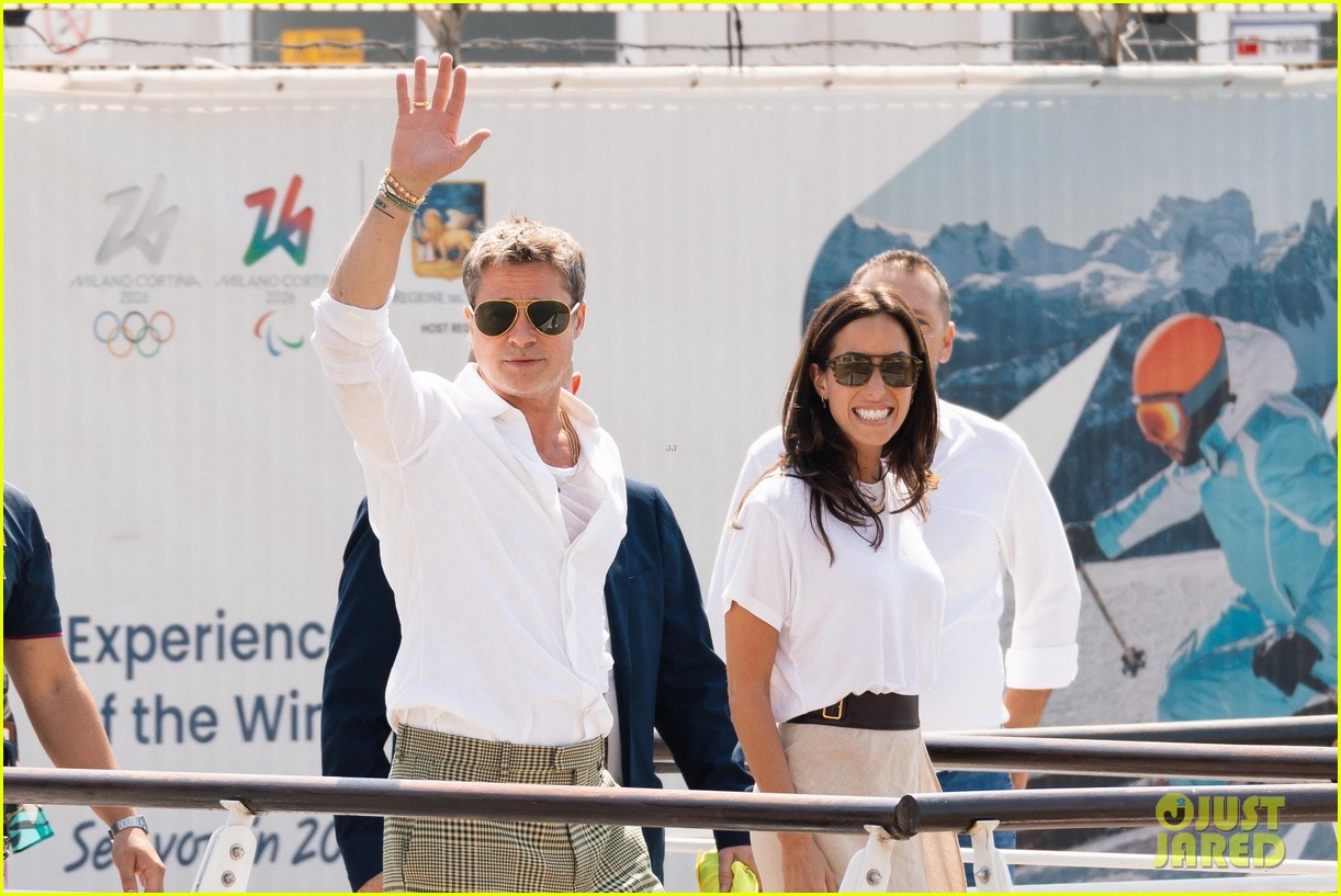 Brad Pitt & Girlfriend Ines de Ramon Coordinate Outfits as They Arrive ...