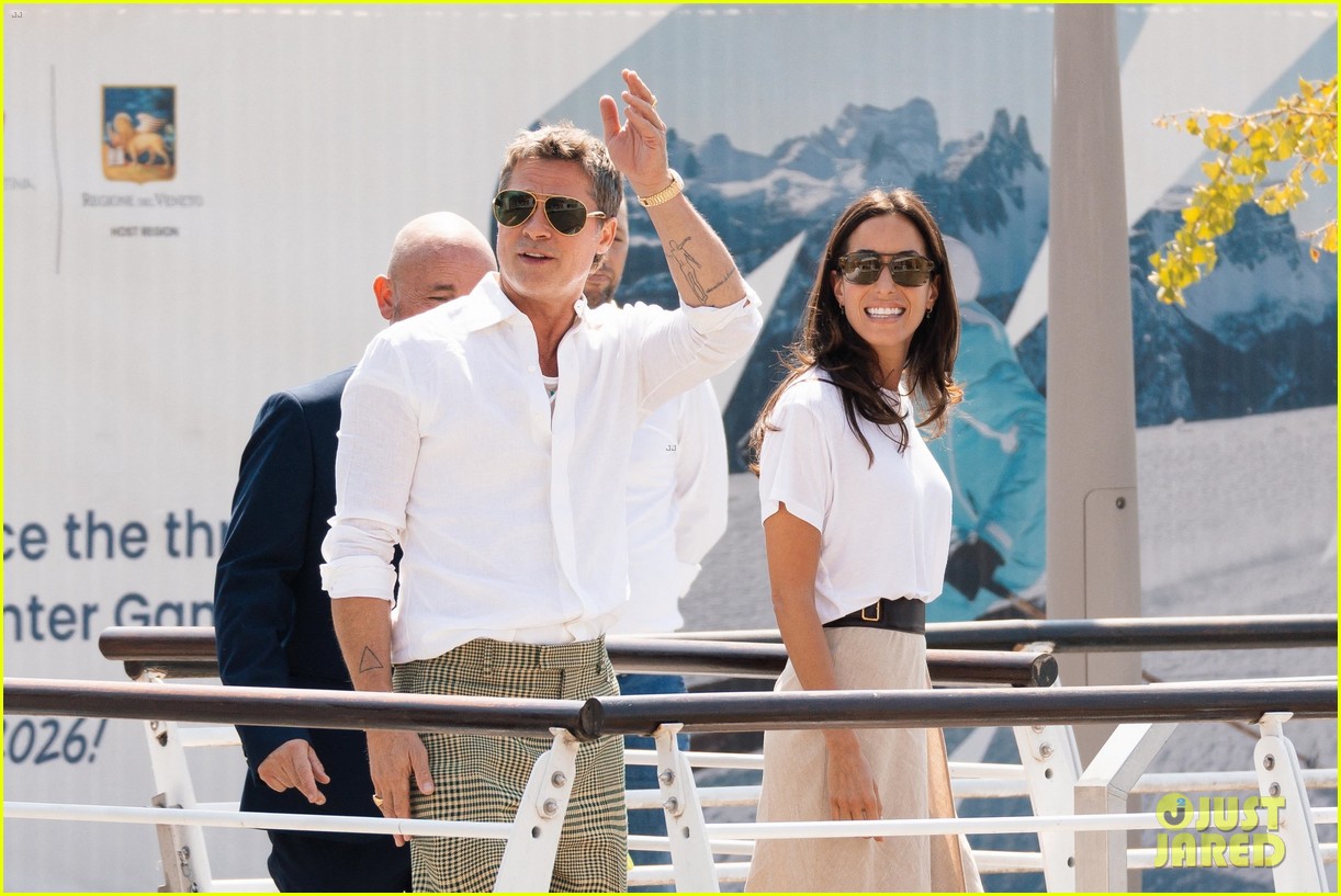 Brad Pitt & Girlfriend Ines de Ramon Coordinate Outfits as They Arrive ...