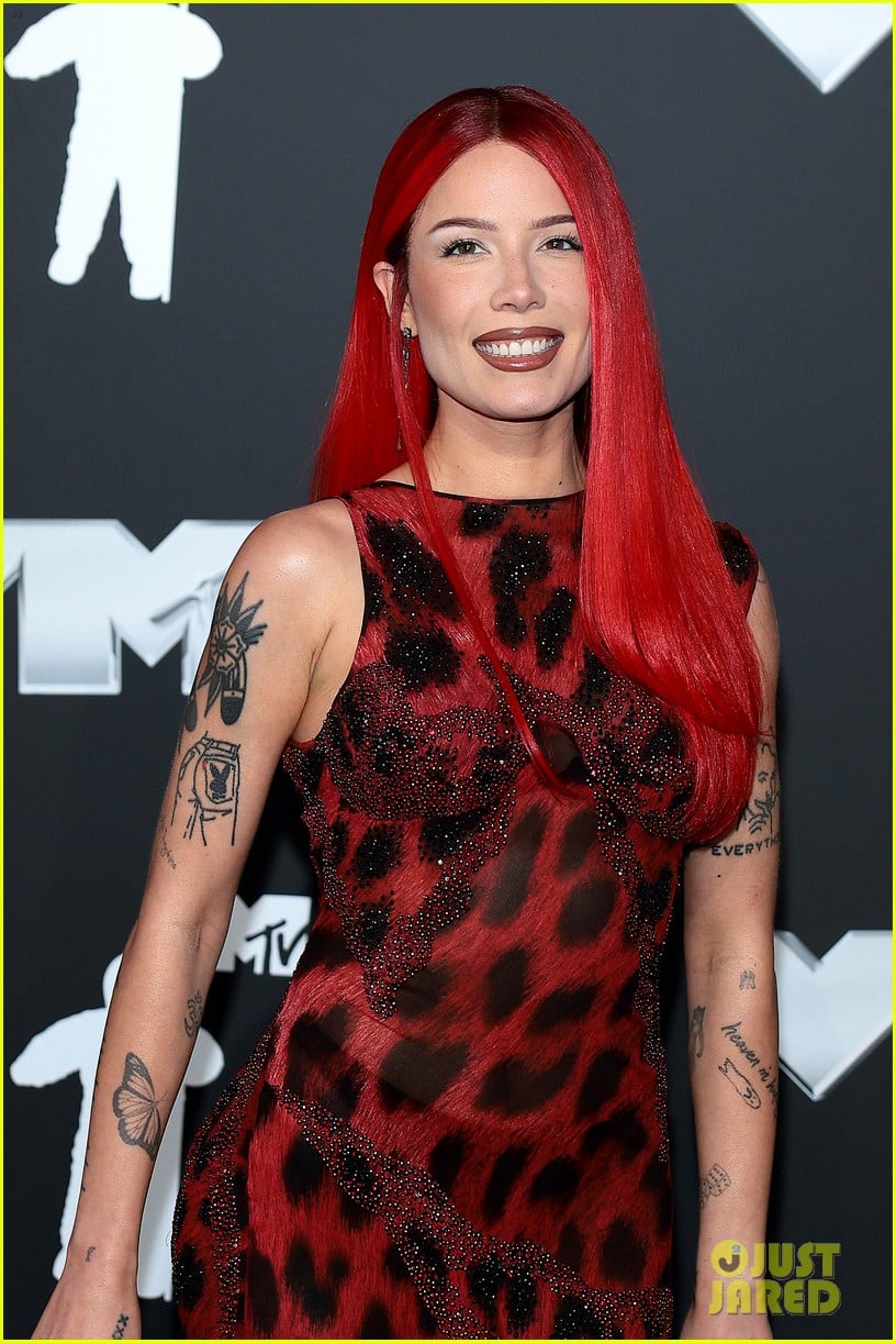 Halsey Pairs Red Hair with Red & Black Dress to MTV VMAs 2024: Photo ...