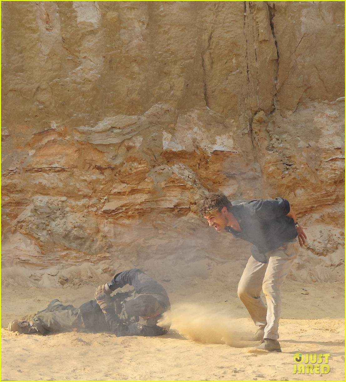 Aaron Taylor-Johnson & Theo James Film Intense Action Scene for 'Fuze ...