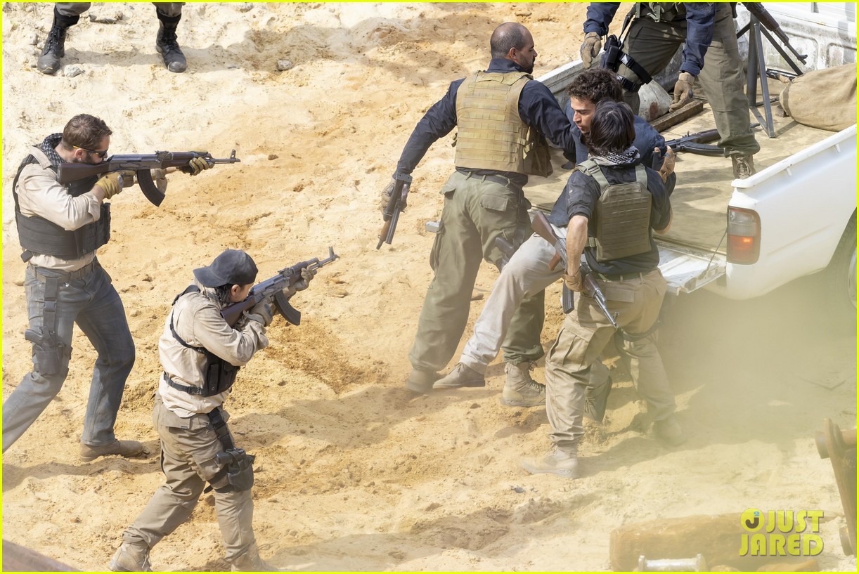 Aaron Taylor-Johnson & Theo James Film Intense Action Scene for 'Fuze ...