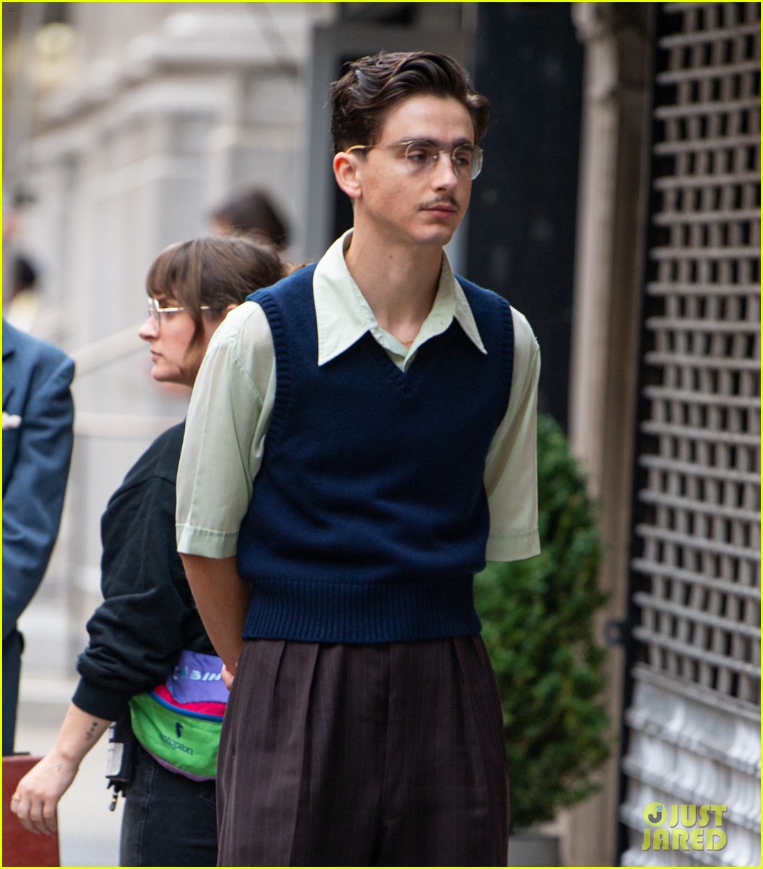 Timothee Chalamet Sports Tiny Mustache & Glasses as He Begins Filming ...