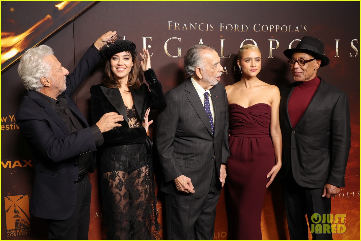 Dustin Hoffman Helps Aubrey Plaza Fix Her Hat at 'Megalopolis' NYC Red Carpet Premiere: Photo ...
