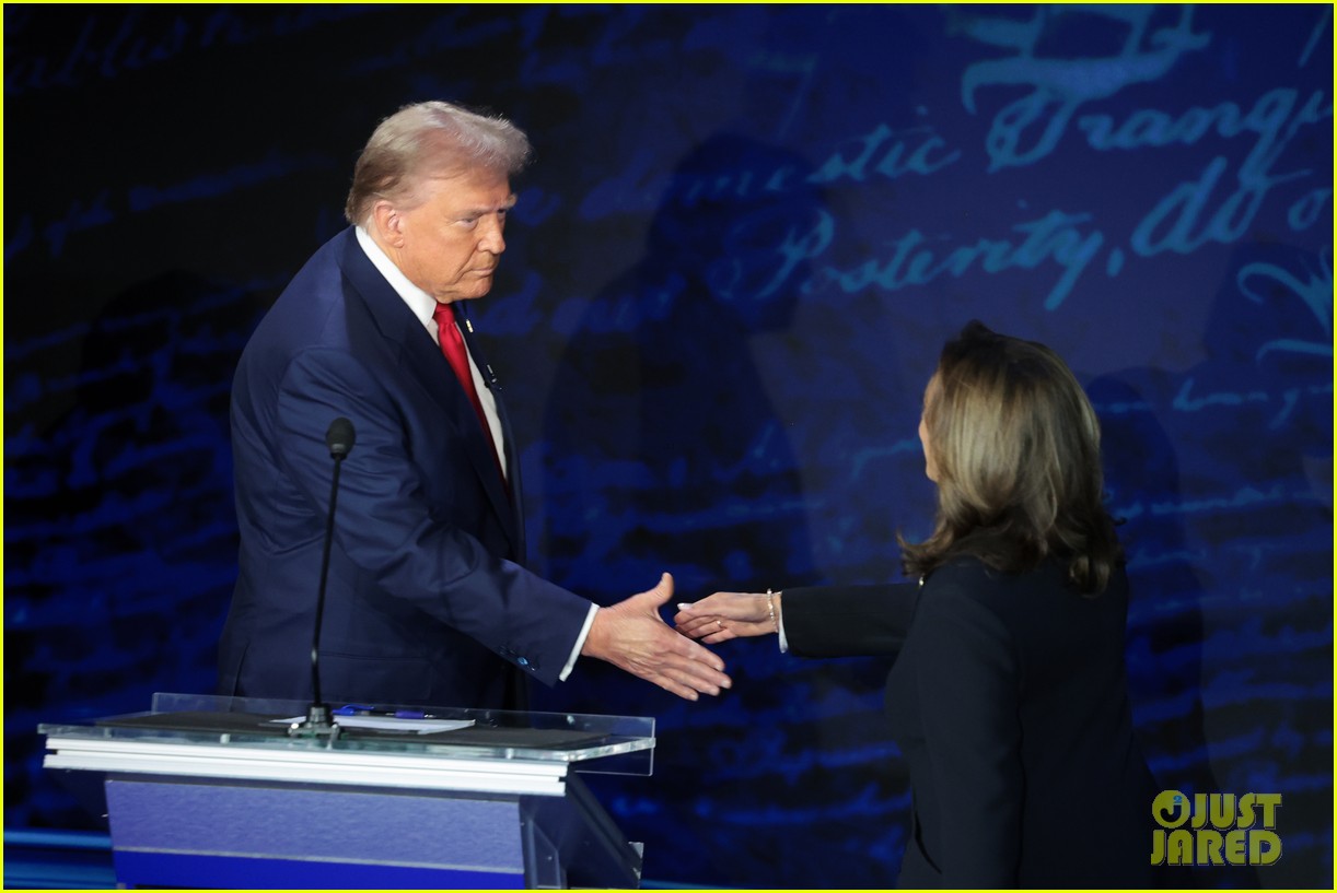Watch Kamala Harris & Donald Trump Meet for First Time, Shake Hands at ...