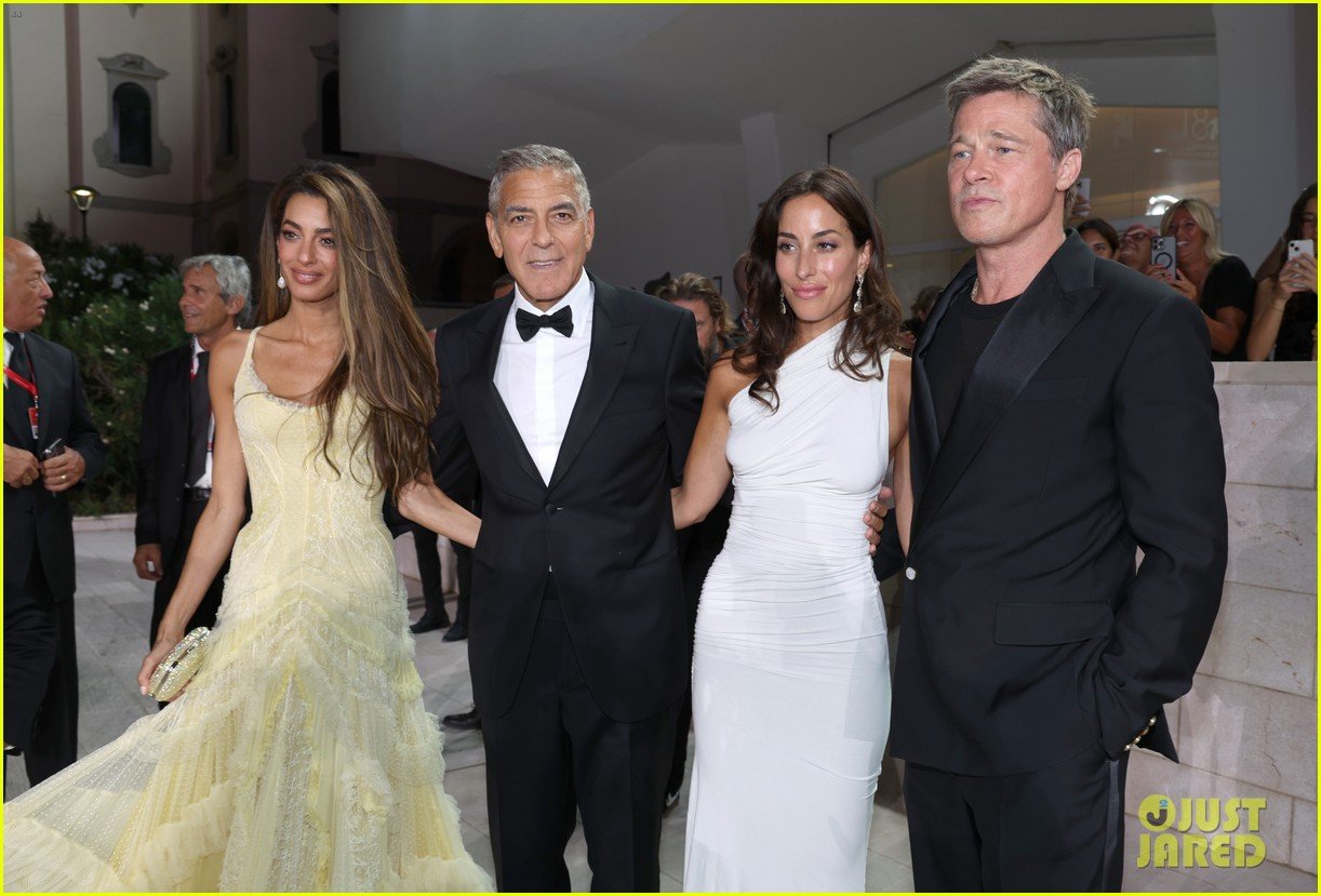 Brad Pitt & Ines De Ramon Make Public Debut at 'Wolfs' Venice Film Festival Premiere With George ...
