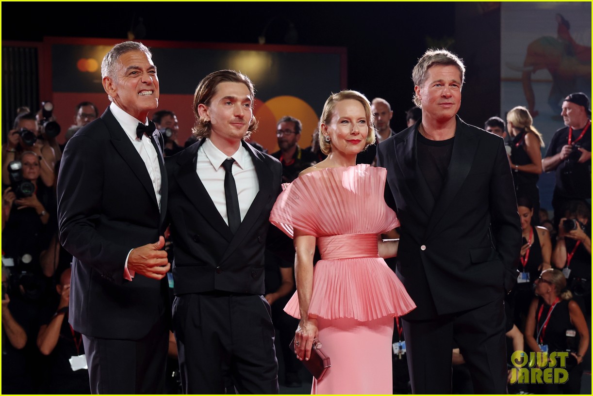 Brad Pitt & Ines De Ramon Make Public Debut at 'Wolfs' Venice Film Festival Premiere With George ...