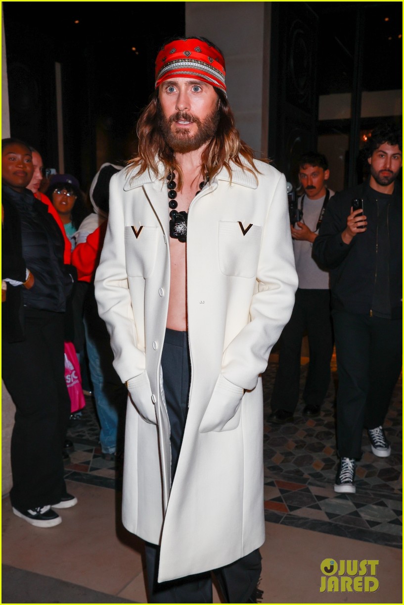 Jared Leto Goes Shirtless Under His Coat During Paris Fashion Week ...