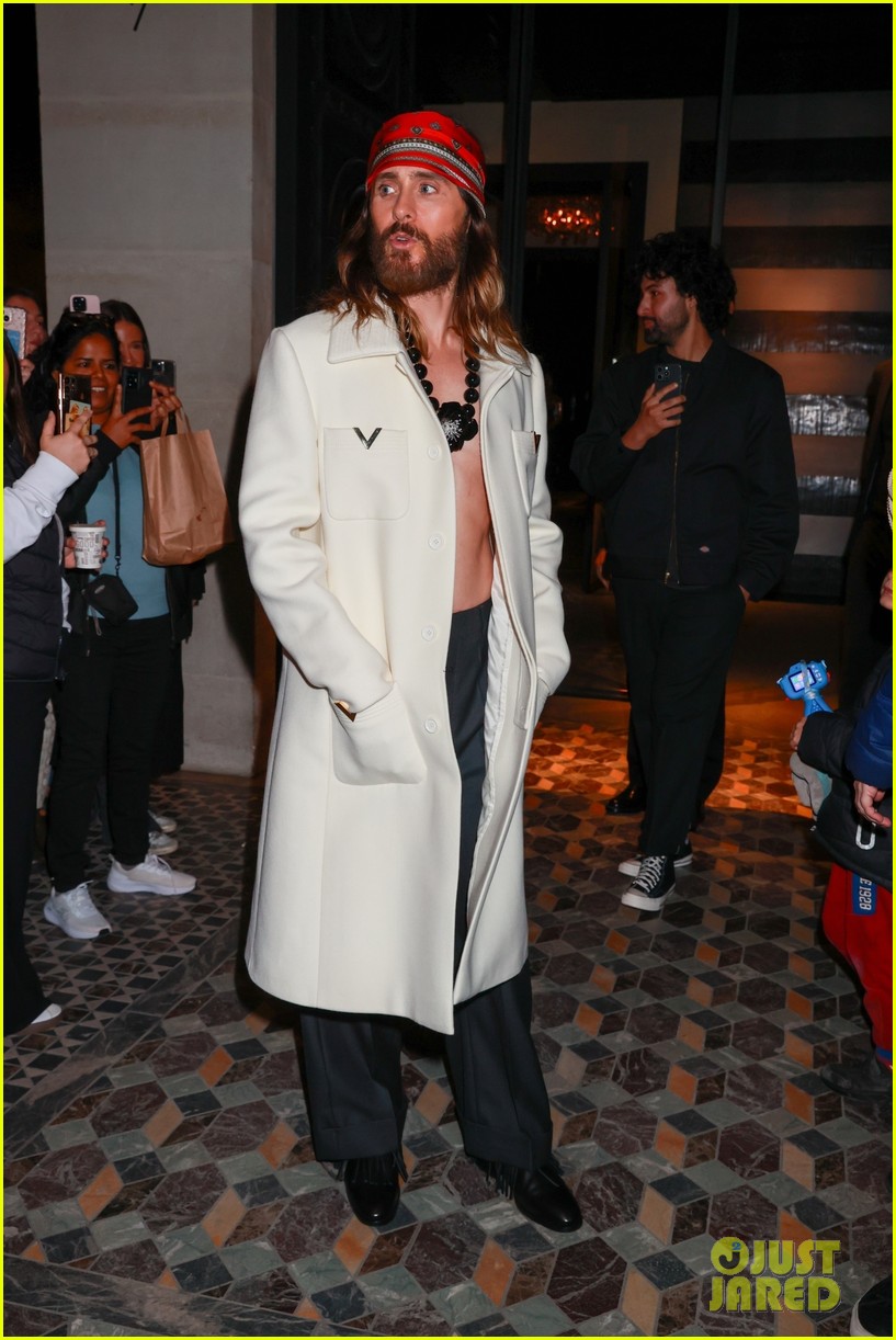 Jared Leto Goes Shirtless Under His Coat During Paris Fashion Week ...