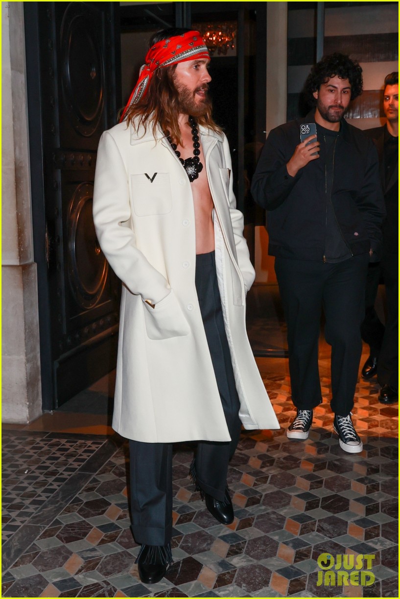 Jared Leto Goes Shirtless Under His Coat During Paris Fashion Week ...
