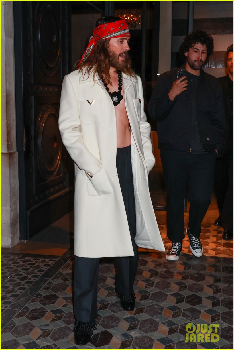 Jared Leto Goes Shirtless Under His Coat During Paris Fashion Week ...