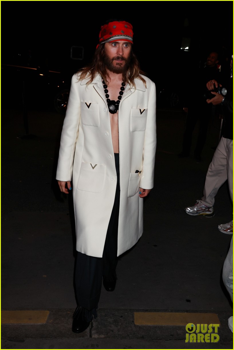 Jared Leto Goes Shirtless Under His Coat During Paris Fashion Week ...