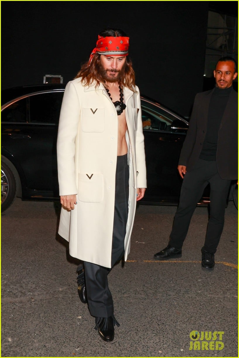Jared Leto Goes Shirtless Under His Coat During Paris Fashion Week ...