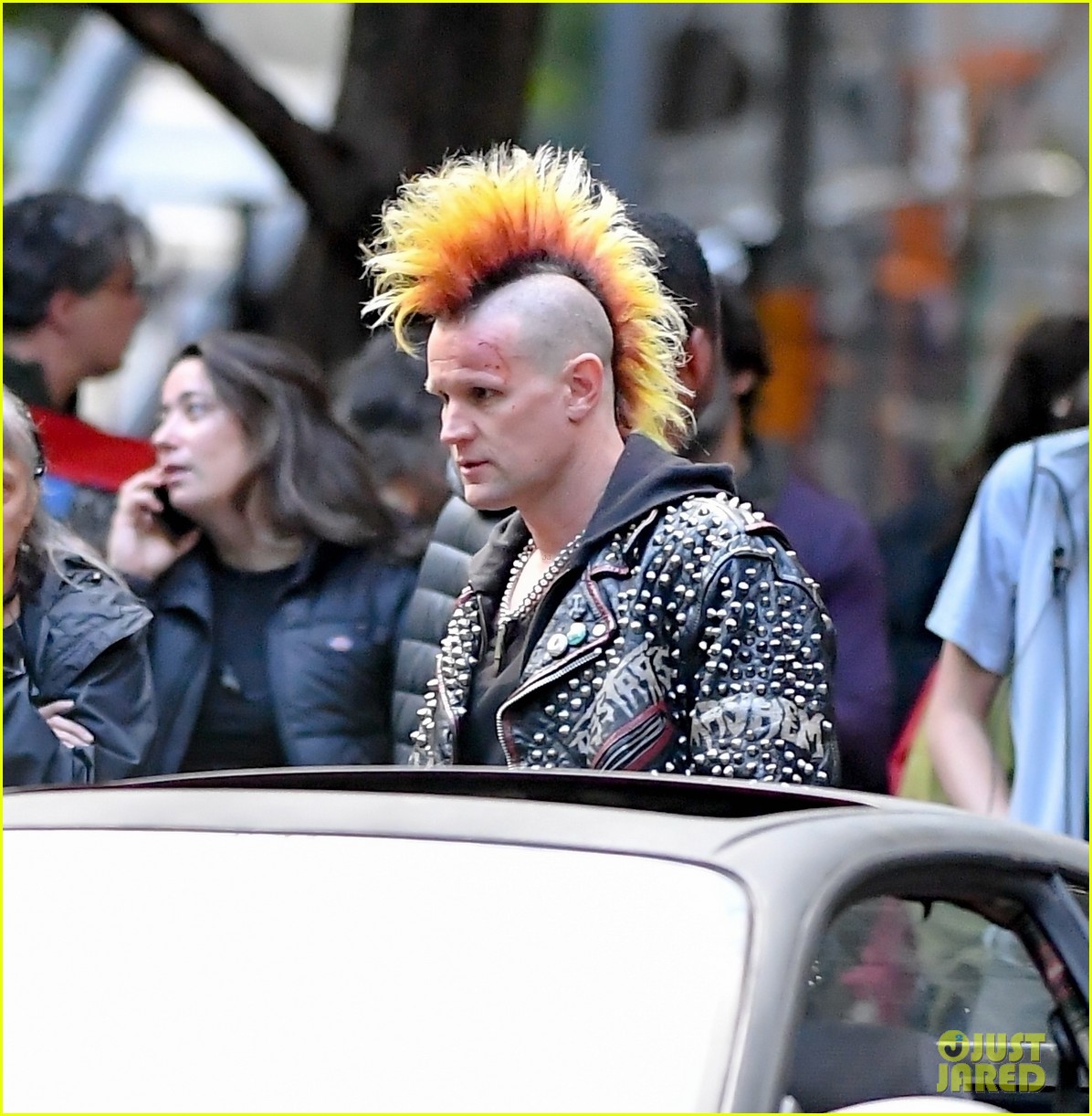 Matt Smith Goes Full Punk Rock with Multicolor Mohawk for 'Caught ...