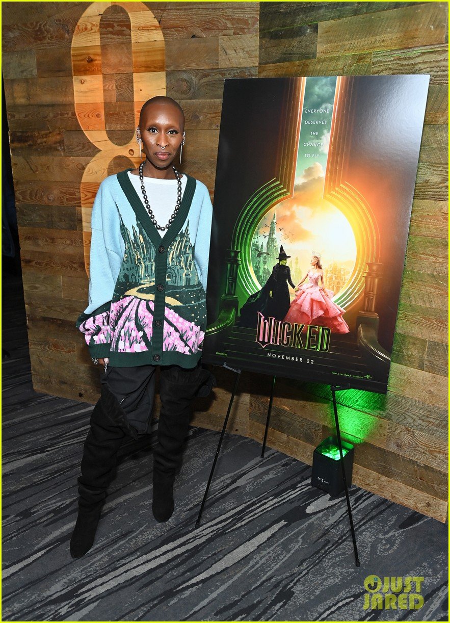 Cynthia Erivo Wears Emerald City Cardigan from Roots x 'Wicked ...