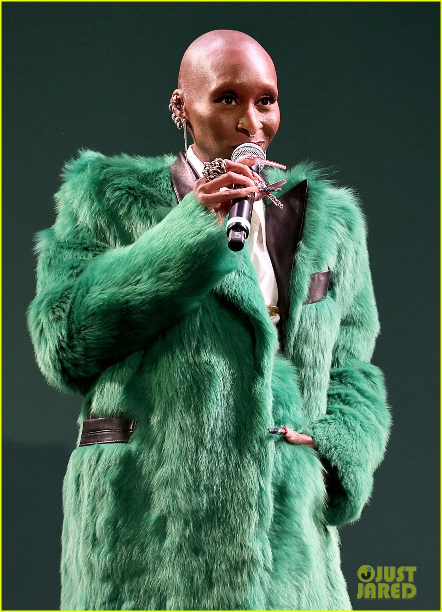 Cynthia Erivo Wears Emerald City Cardigan from Roots x 'Wicked' Collection to NYC Screening ...