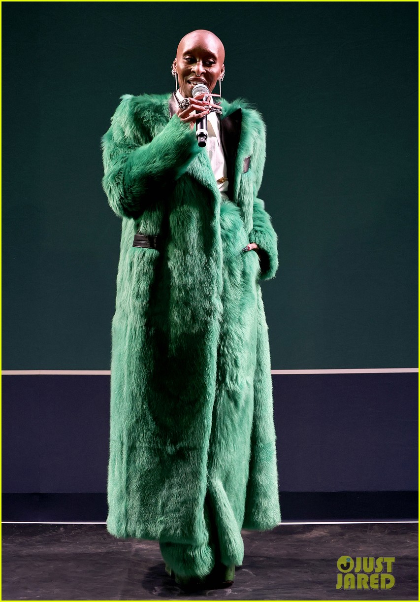 Cynthia Erivo Wears Emerald City Cardigan from Roots x 'Wicked' Collection to NYC Screening ...
