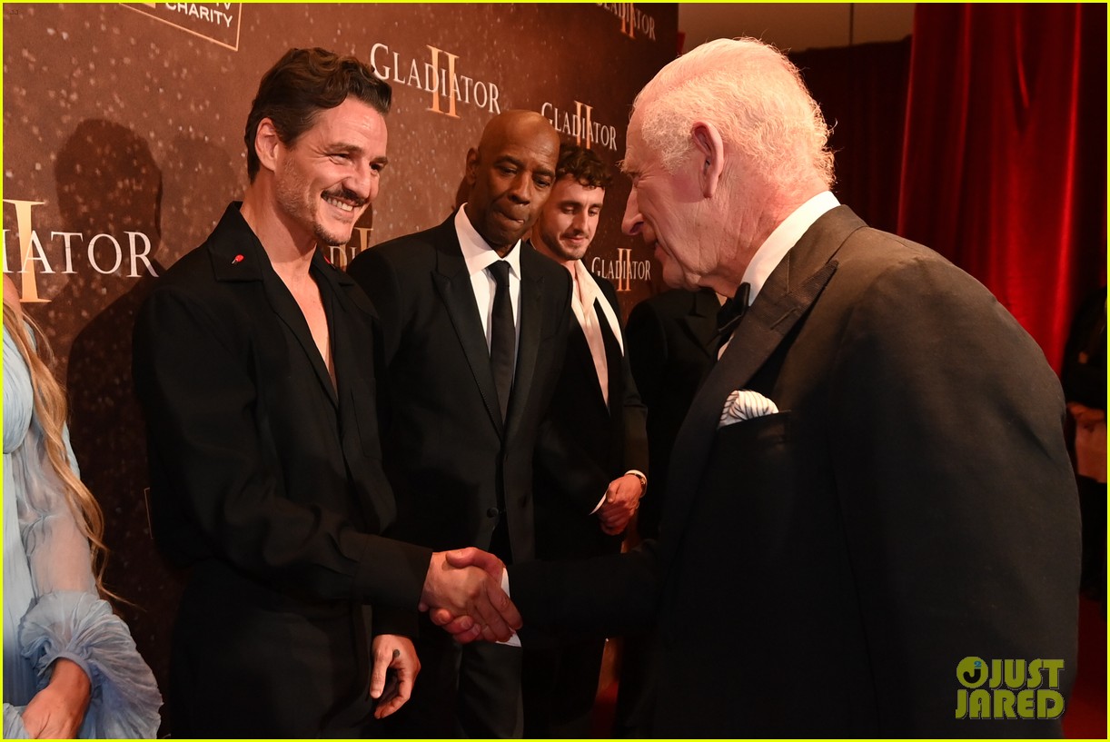 Paul Mescal, Denzel Washington, & 'Gladiator 2' Cast Meet King Charles ...