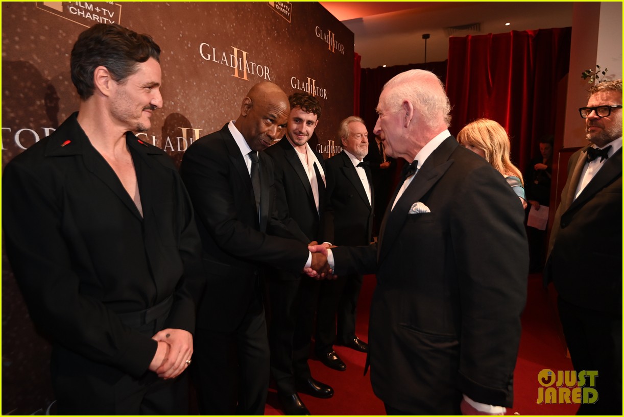 Paul Mescal, Denzel Washington, & 'Gladiator 2' Cast Meet King Charles ...