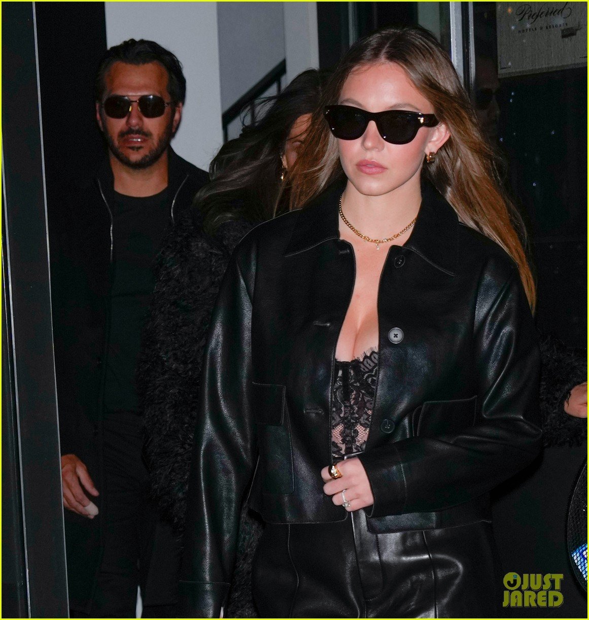 Sydney Sweeney Rocks Leather Outfit for Night Out in NYC with Fiancé ...