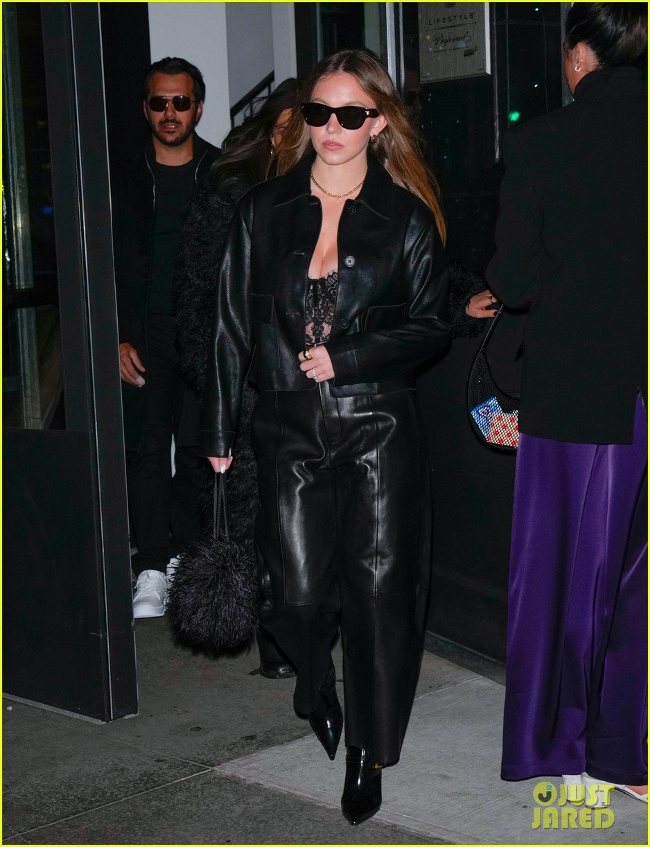 Sydney Sweeney Rocks Leather Outfit for Night Out in NYC with Fiancé ...