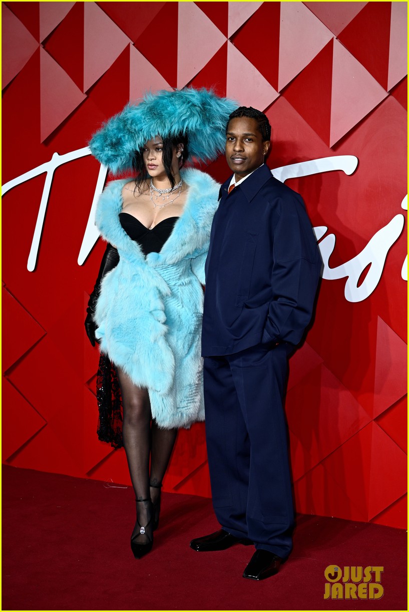 Rihanna Wows in Furry Blue Outfit for Fashion Awards 2024 with Partner ...